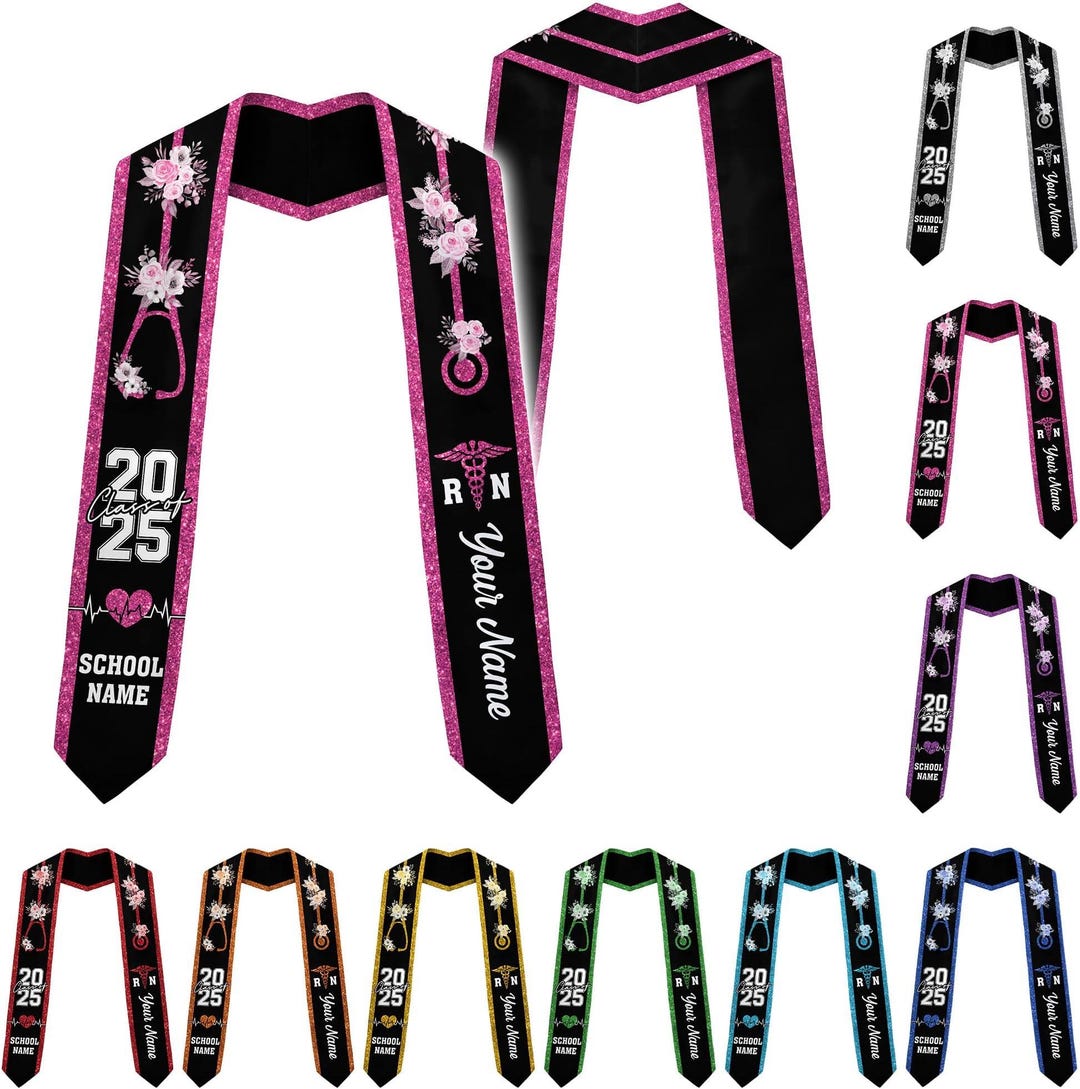 Customized NR Nursing Graduation Sash Class of 2025, Grad Stole ...