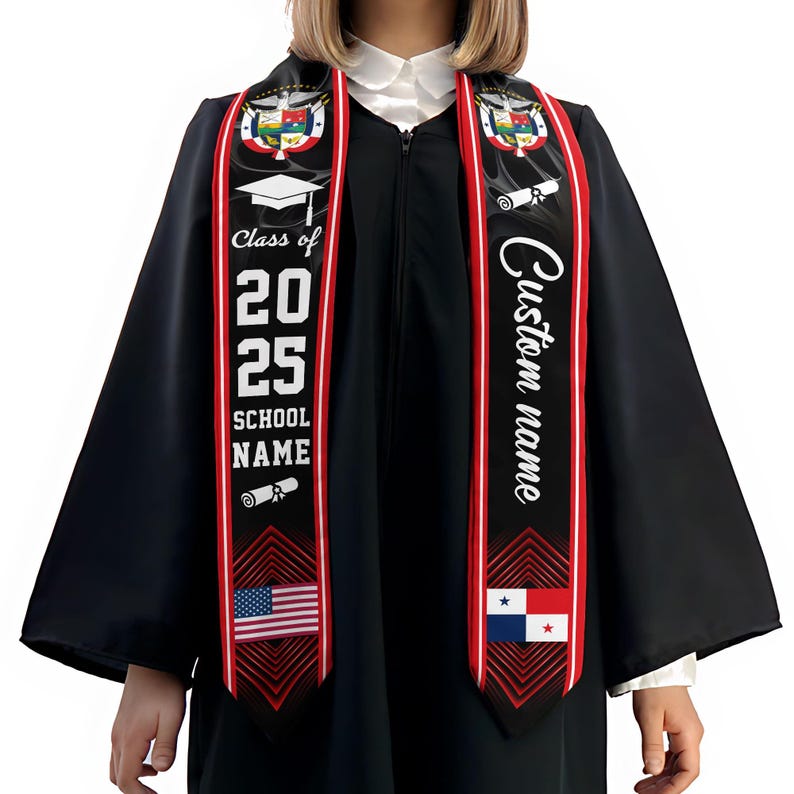 Personalized Panama Graduation Stole, Custom Panamanian American Class ...