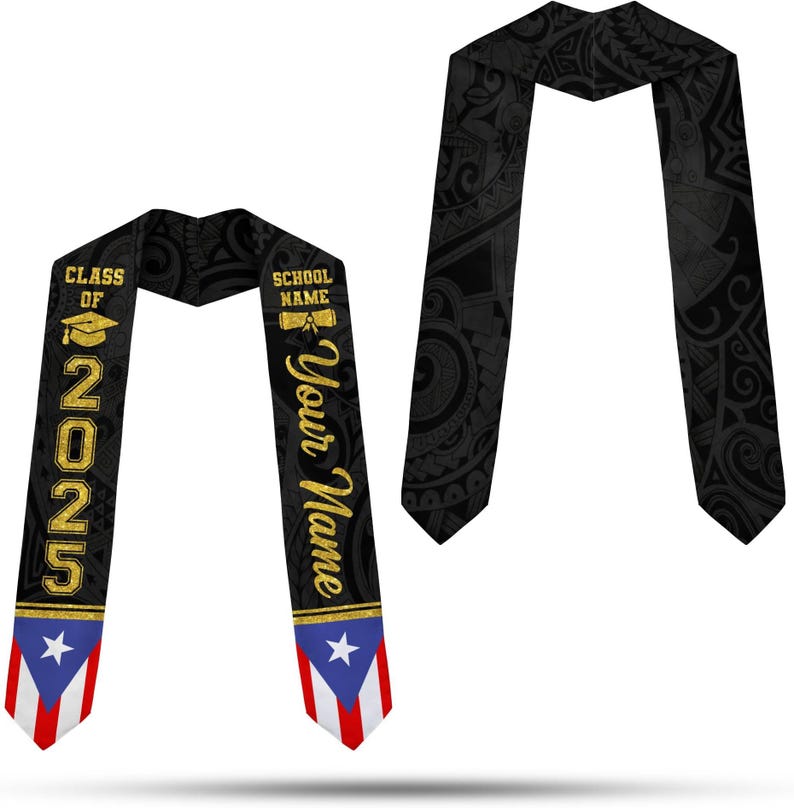 Custom Puerto Rican Flag Graduation Sash - Class of 2025 - Etsy