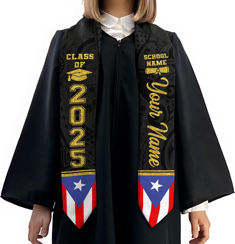 Customized Puerto Ricans Flag Graduation Sash Class of 2025, Puerto ...