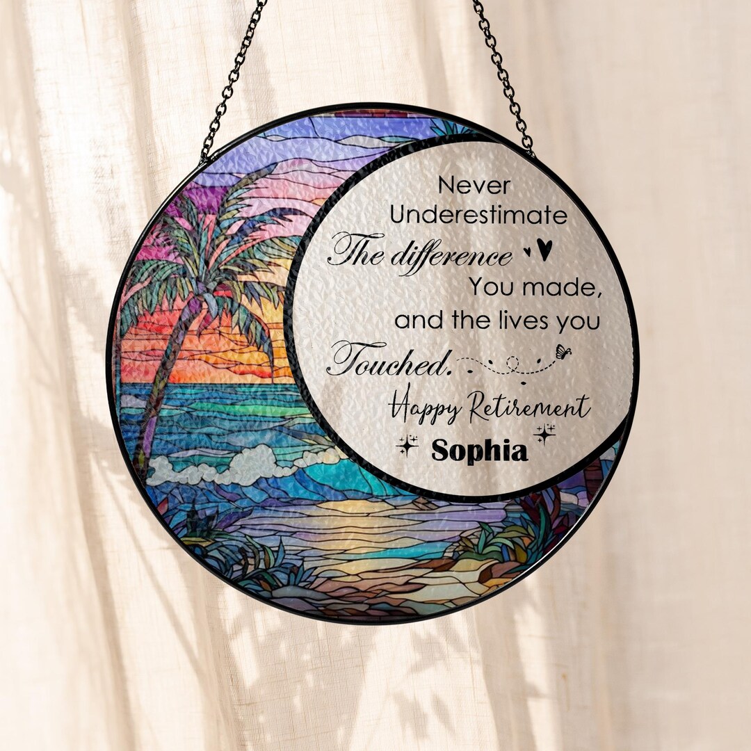 Personalized Happy Retirement Window Hanging, Retirement Stained Glass ...