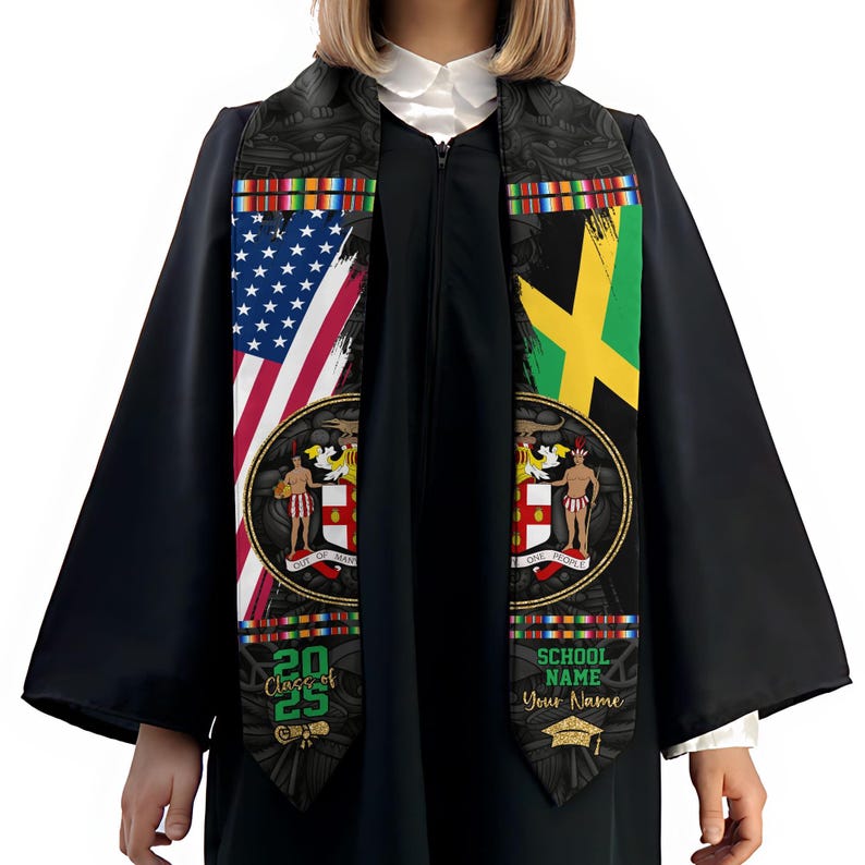 Personalized Jamaican American Flag Graduation Sash Class of 2025 ...