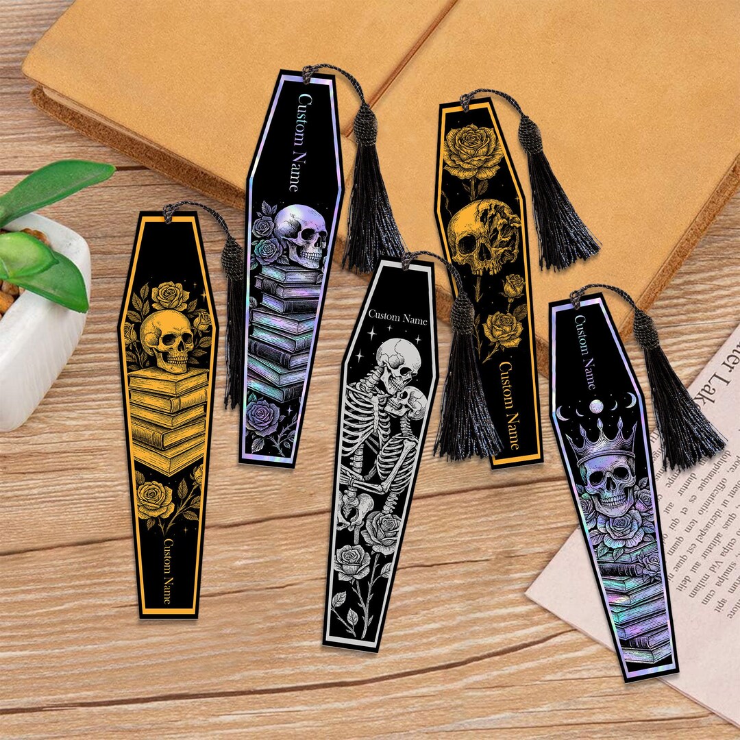 Hologram Foil Coffin Bookmark: Gothic Horror Skeleton, Anatomy Art - Etsy