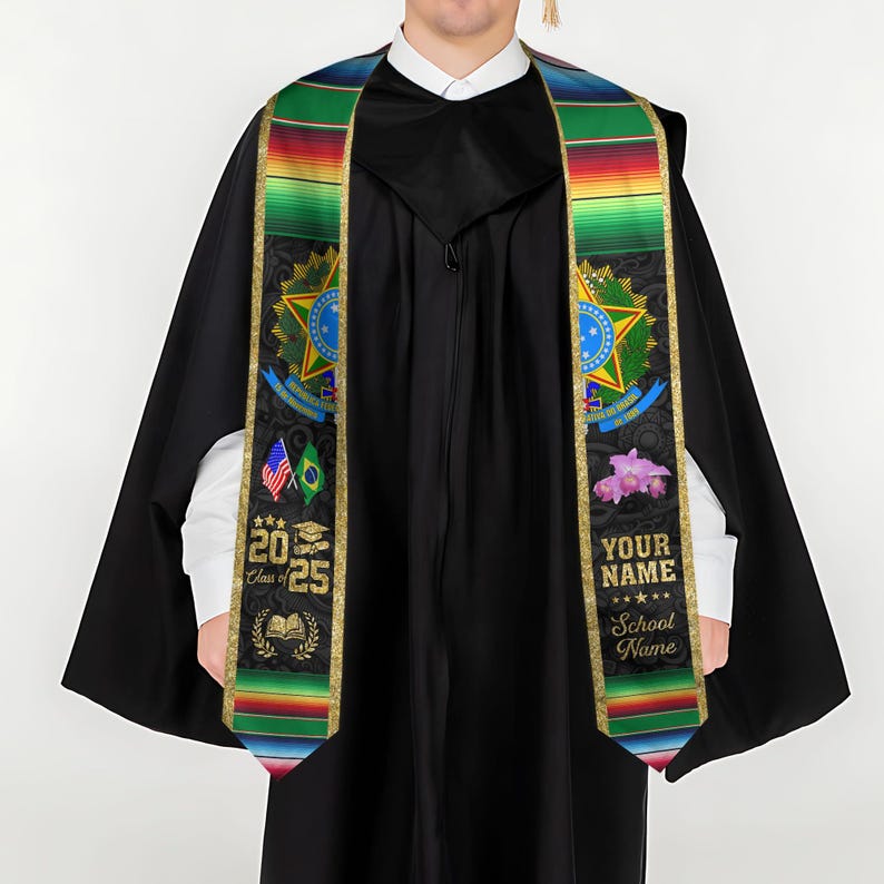 Personalized Brazil American Flag Graduation Sash, Brazil Graduation ...