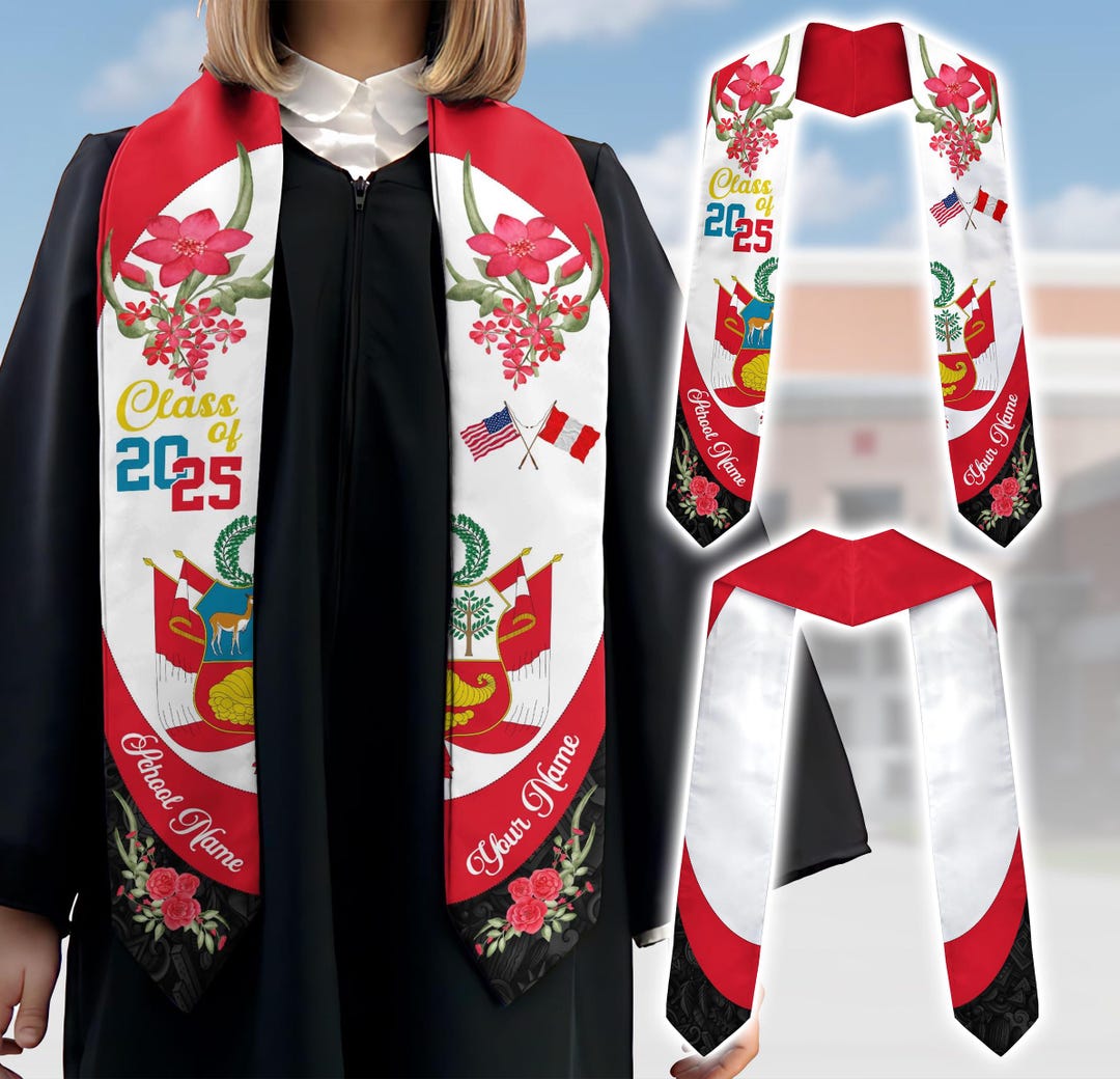 Custom Peruvians American Flag Graduation Sash Class of 2025, Peru ...