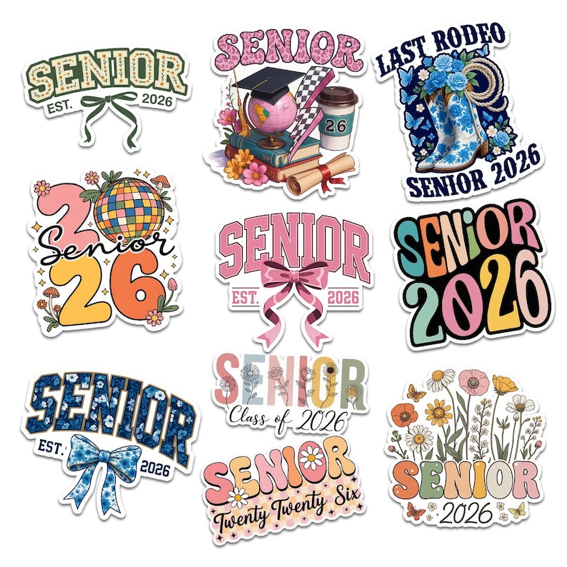 Senior 2026 Sticker Pack: Class of 2026 Graduation Vinyl Stickers - Etsy