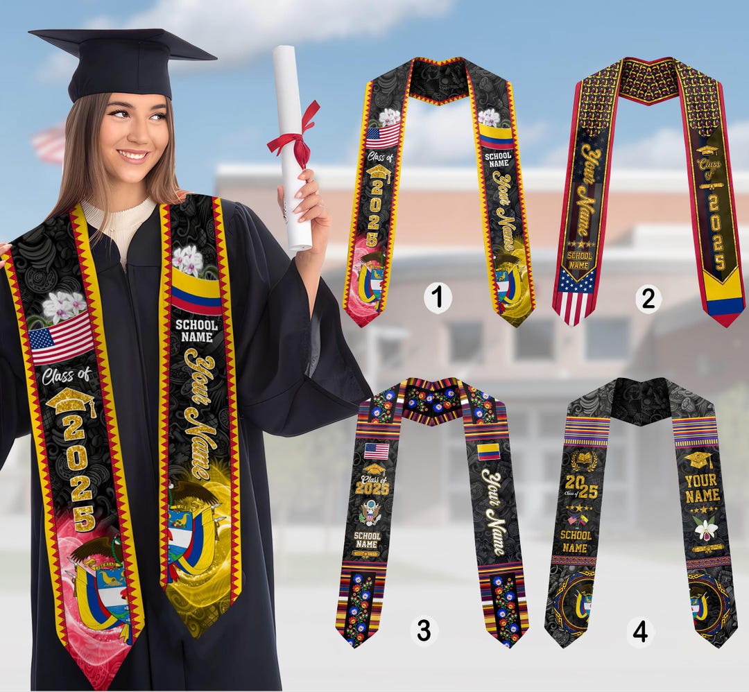Custom Colombians American Flag Graduation Sash Class of 2025, Colombia ...
