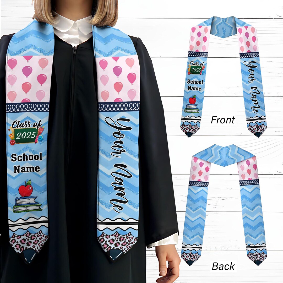 Customized Teacher Graduation Sash Class of 2025, Pencil Stole ...