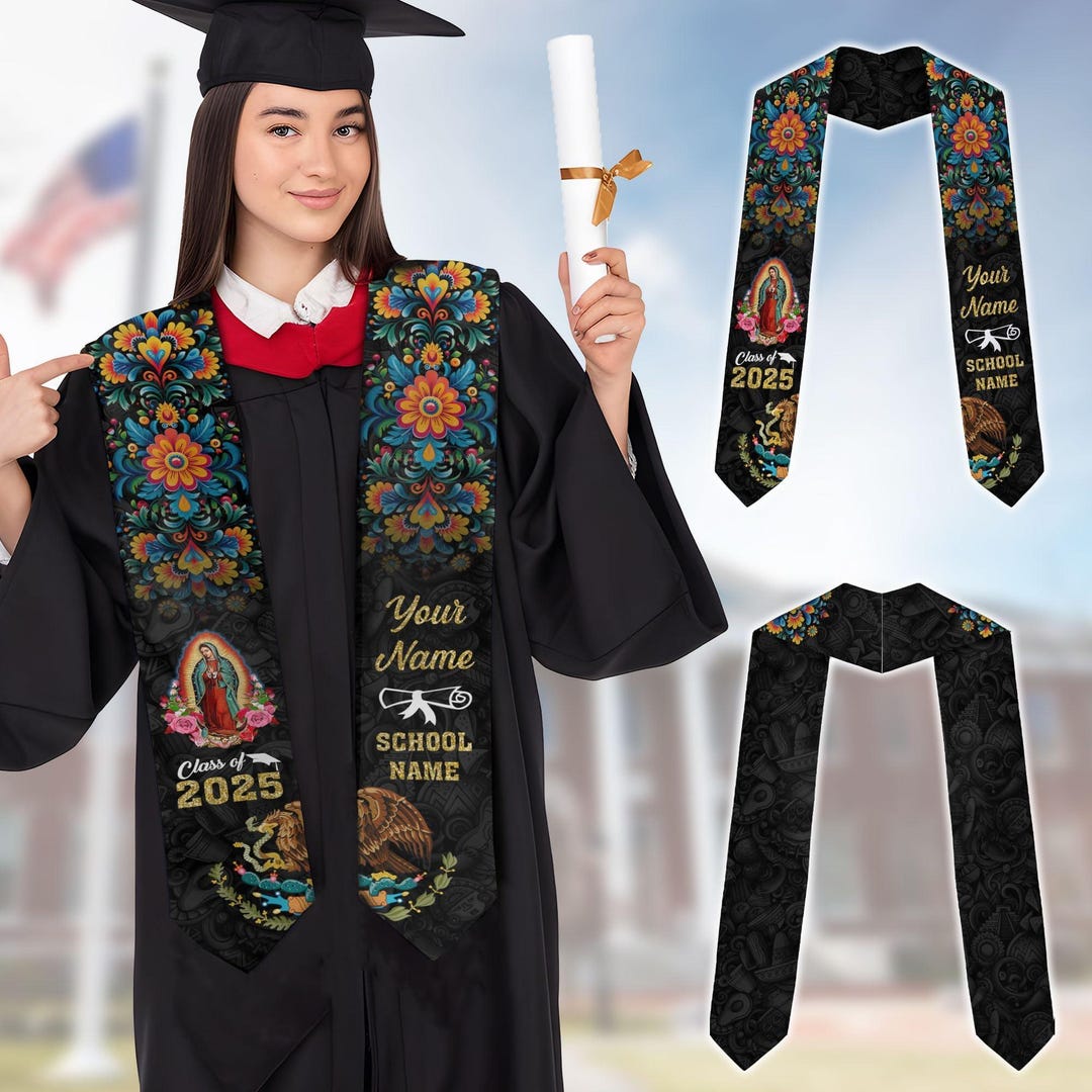Custom Mexican Graduation Sash Class of 2025, Mexican Graduation Stole ...