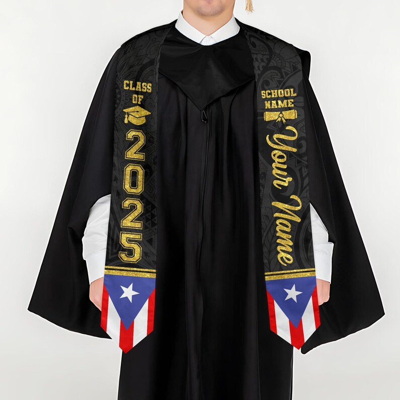 Custom Puerto Rican Flag Graduation Sash - Class of 2025 - Etsy