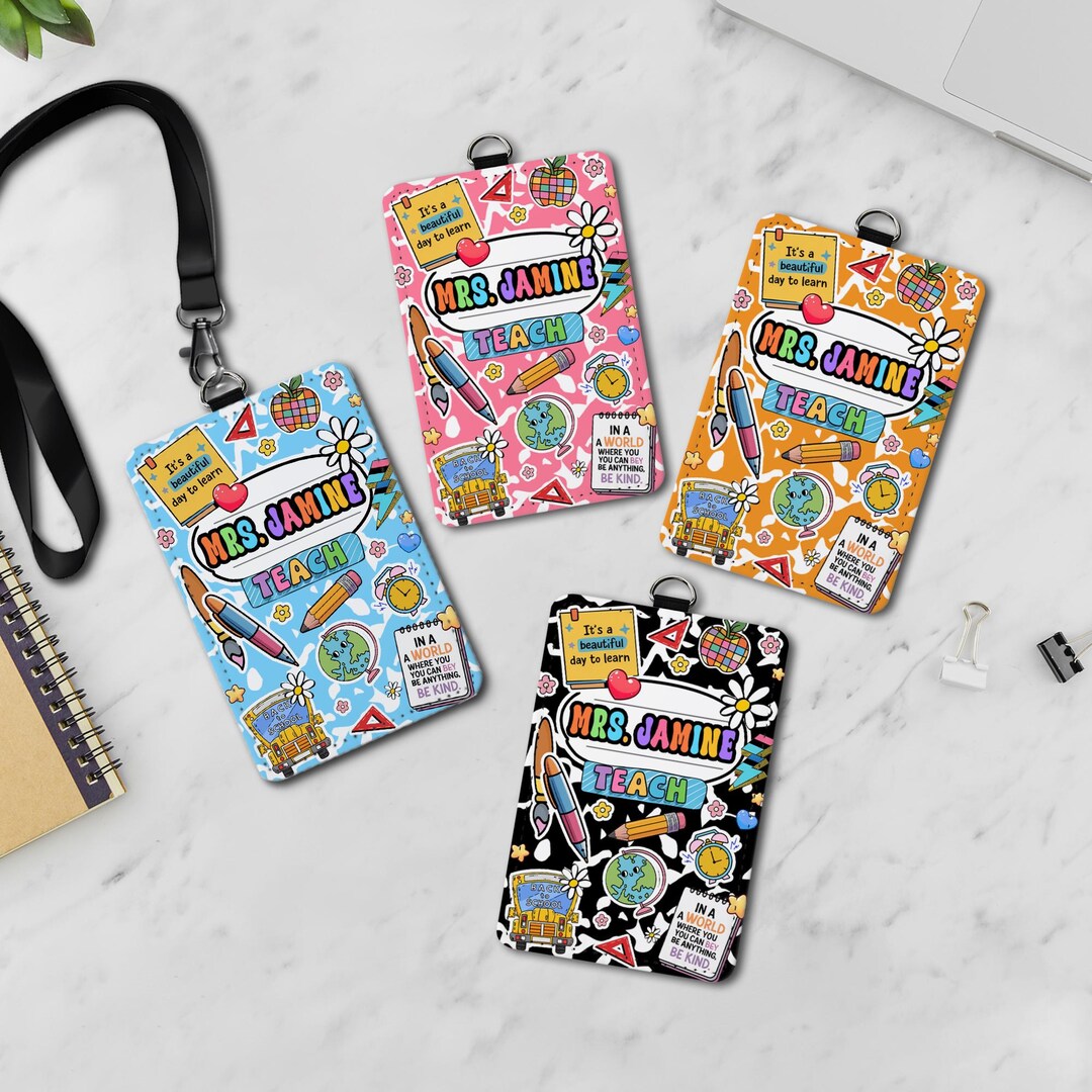 Custom Teacher ID Badge Holder, Personalized Teacher Appreciation Gifts ...