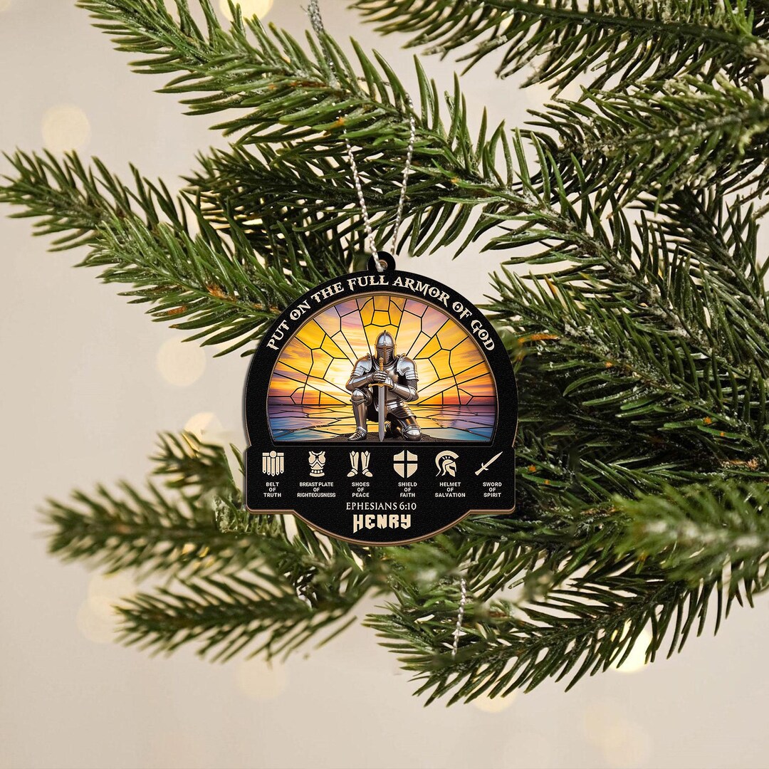 Personalized Armor of God Wooden Christmas Ornament, Knight Templar - Etsy