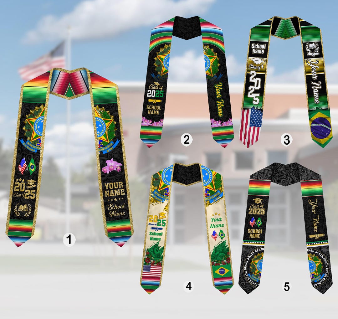 Personalized Brazil American Flag Graduation Sash, Brazil Graduation ...
