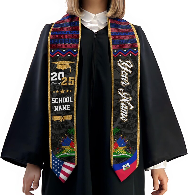Custom Haitians American Flag Graduation Sash Class of 2025, Haiti ...