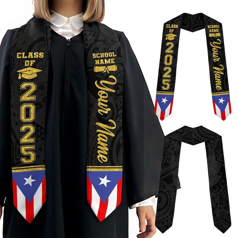 Customized Puerto Ricans Flag Graduation Sash Class of 2025, Puerto ...