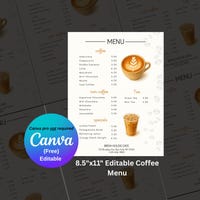 Editable Menu Template Price List for Coffee Shop - Etsy Canada