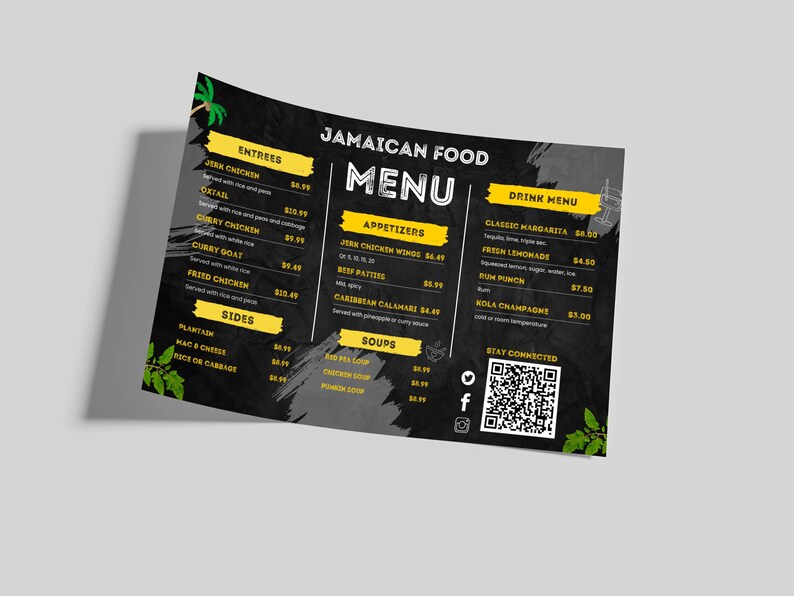 Digital Menu Canva Template L Customized 11x17 Printable Menu L ...