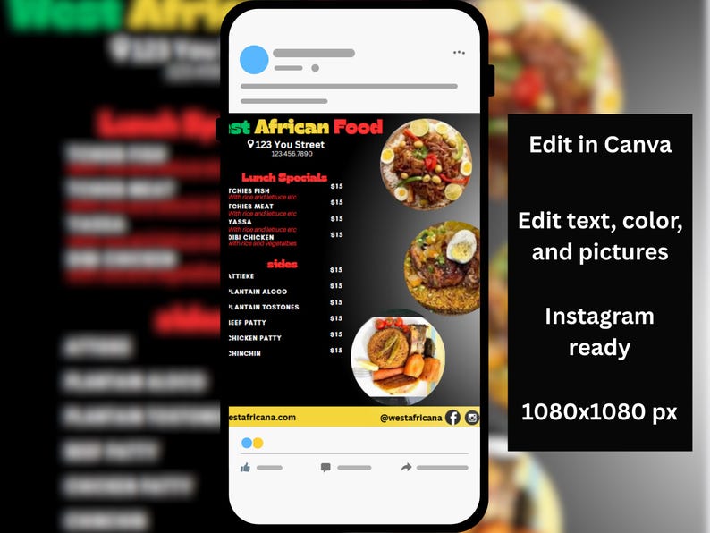 West African Food Flyer: Dinner Special, Instagram Template (canva ...
