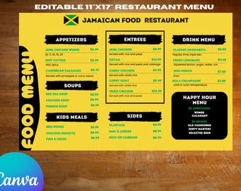 Restaurant Menu Template: Customizable 11x17 Canva Design (PDF Download ...