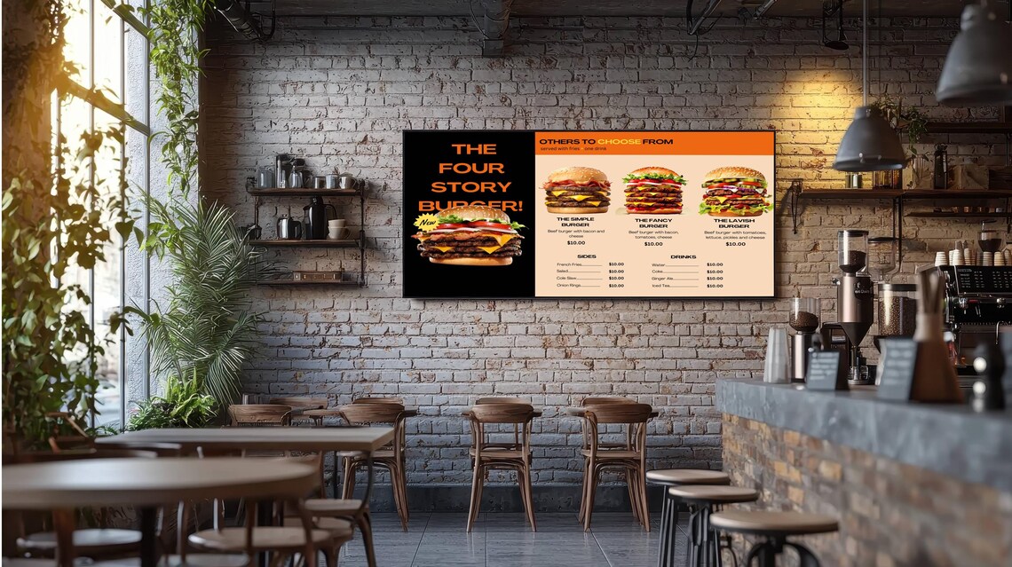 Animated 4K TV Menu Board Template: Restaurant Digital Display (canva ...
