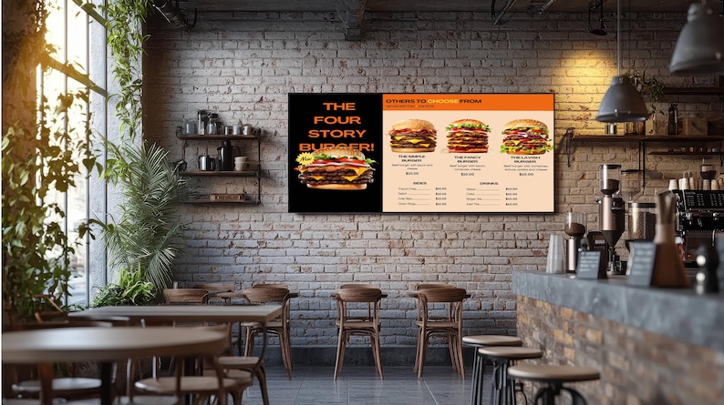 Animated 4K TV Menu Board Template: Restaurant Digital Display (canva ...