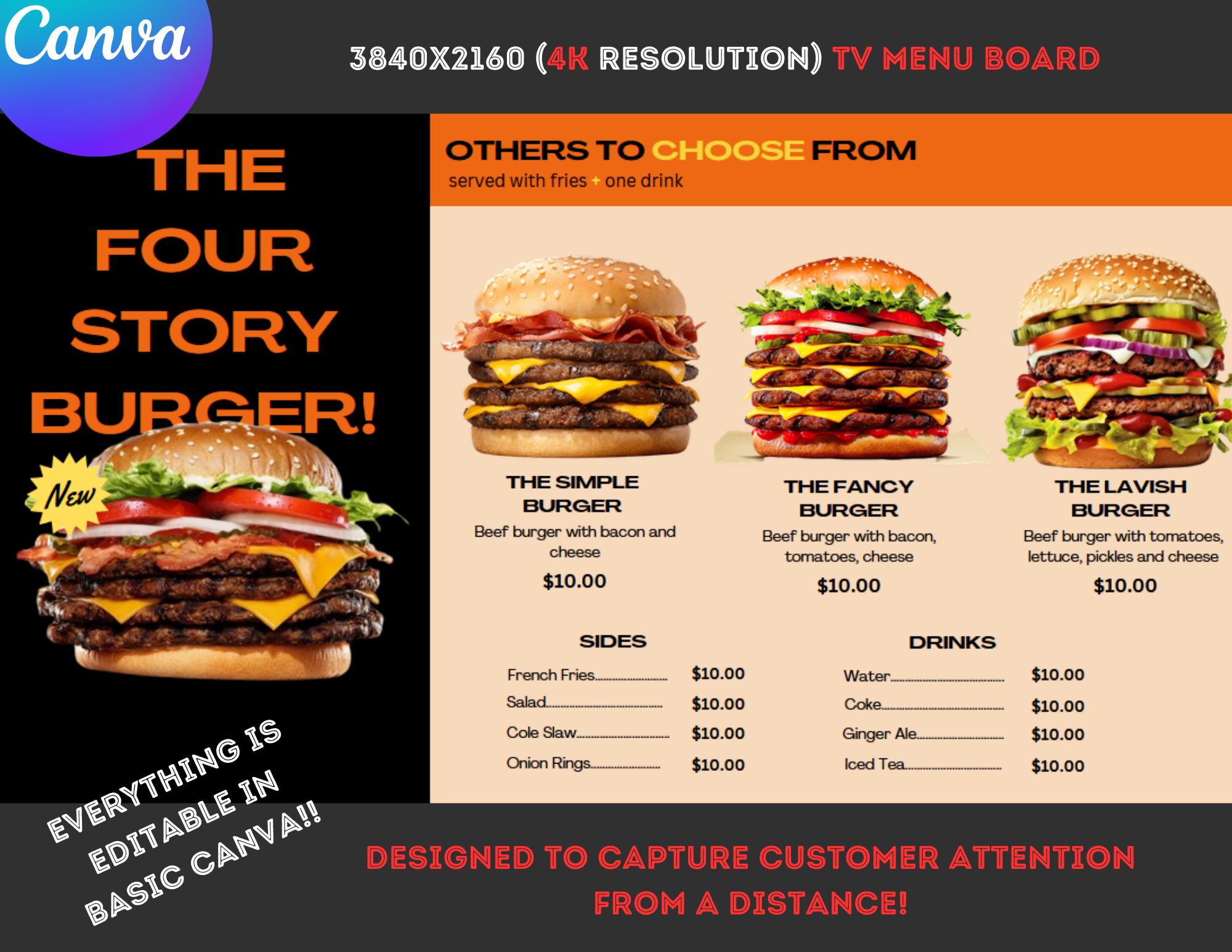 Editable Menu Board Template, Menu, Restaurant Menu, Food Truck Menu ...