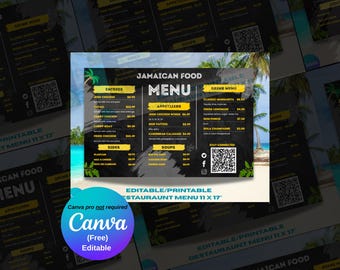 Editable Jamaican Food Restaurant Flyer: Canva Menu Template - Etsy UK