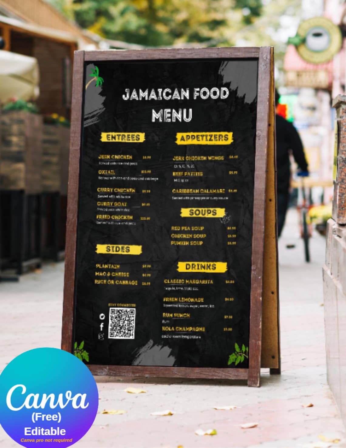 Jamaican Food Menu Template 24x36, Editable Canva Restaurant Sign ...