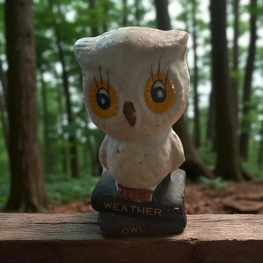 Vintage 1970's Hand Painted Porcelain Glittery Weather Owl Figurine 3.5 ...