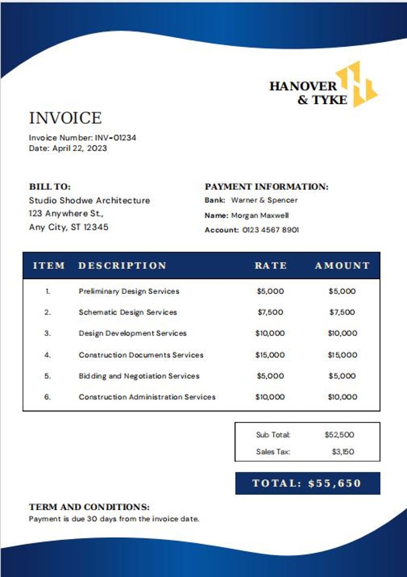 Editable Invoice Templates, Minimalist Business Design (google Docs ...