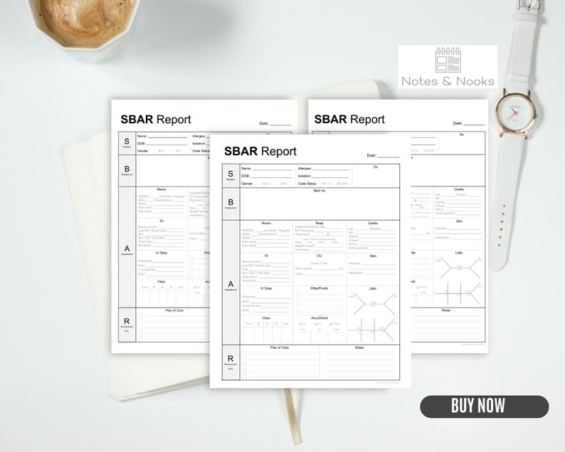 SBAR Report | Digital SBAR Template | Printable Nurse Shift Report | RN ...