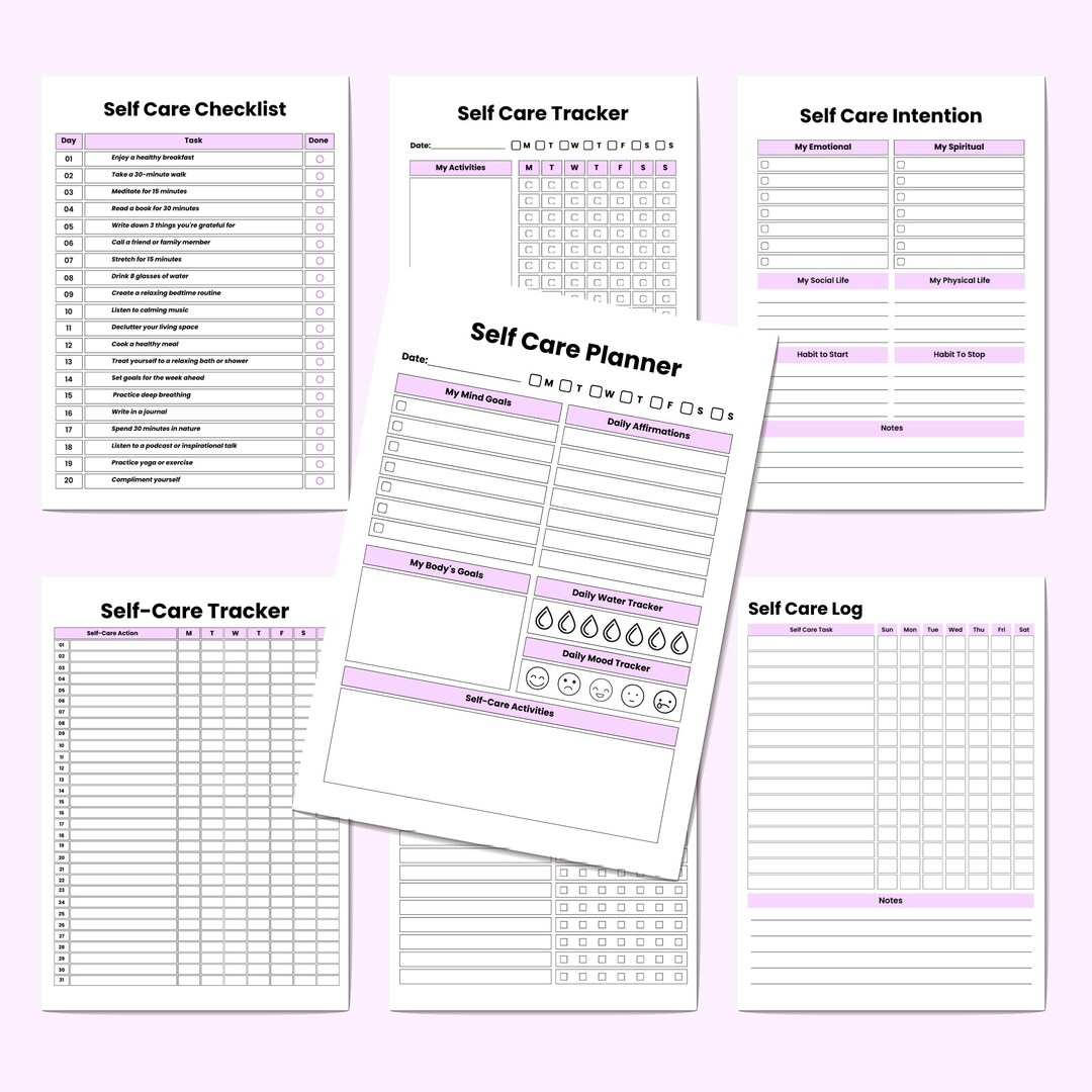 Printable Self Care Planner, Wellness Planner, Self Care Journal, Self ...