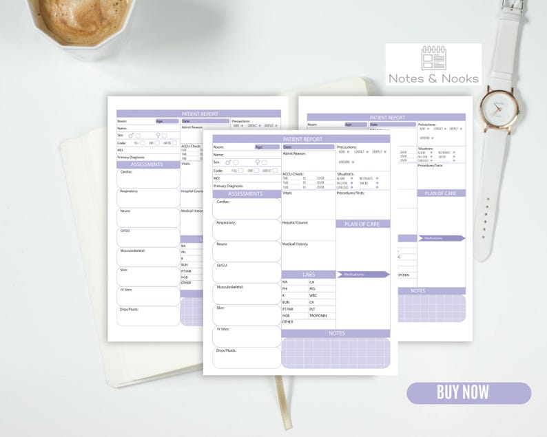 Nursing Report Sheet Planner | Printable RN Shift Report | Patient Care ...