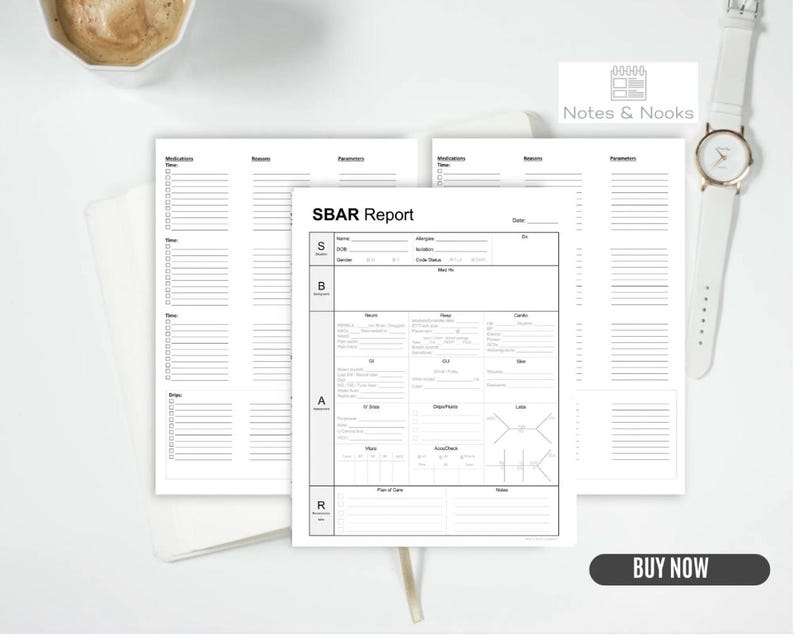 SBAR Report Template | Printable Nurse Shift Handover Form (PDF) - Etsy