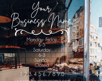 Business Window Decal Customizable 4 your Company Name Business Hours ...