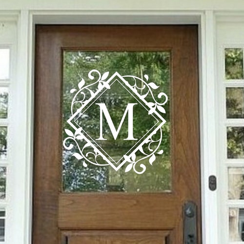 Front Door Decal Personalized Monogram Laurel Wreath Custom - Etsy