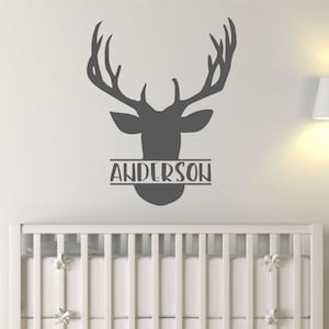 Buck Personalized With Name- Vinyl Wall Decal- Custom Name With Bear ...