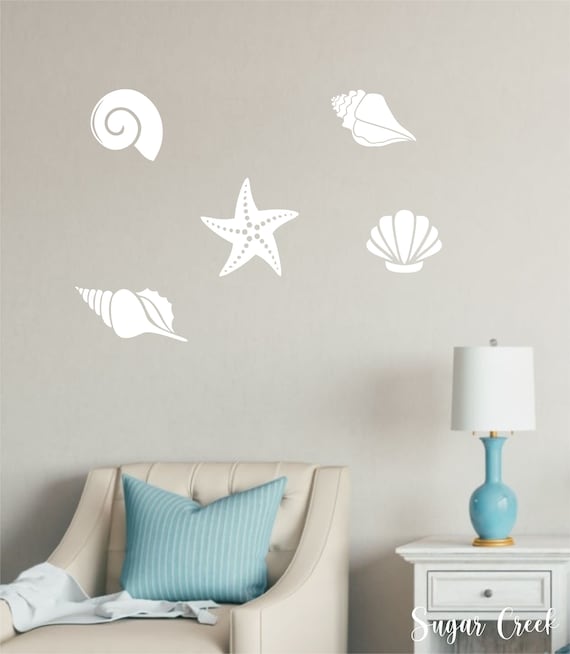 Sea Shells Pack of 5 Decals Vinyl Wall Decal-beach Family | Etsy