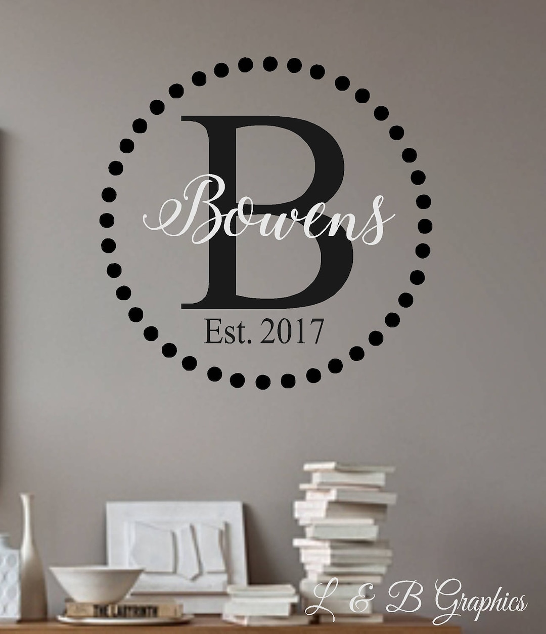 Circle Monogram Name Est Date -vinyl Wall Decal- Vinyl Lettering Decor ...