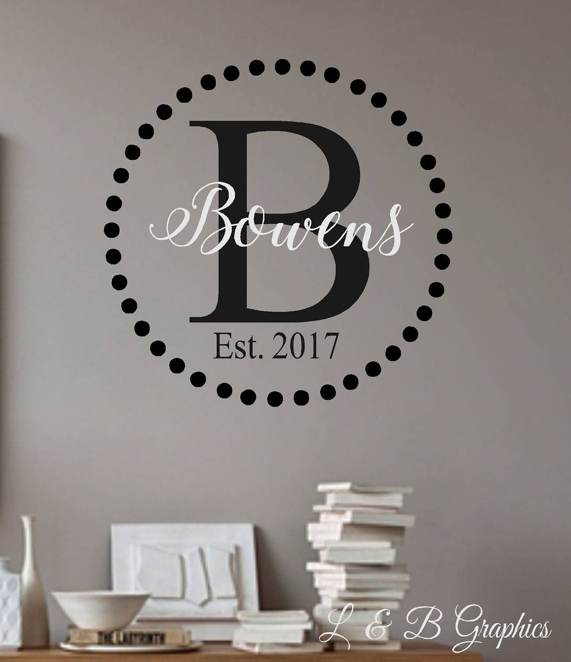 Circle Monogram Name Est Date vinyl Wall Decal Vinyl - Etsy