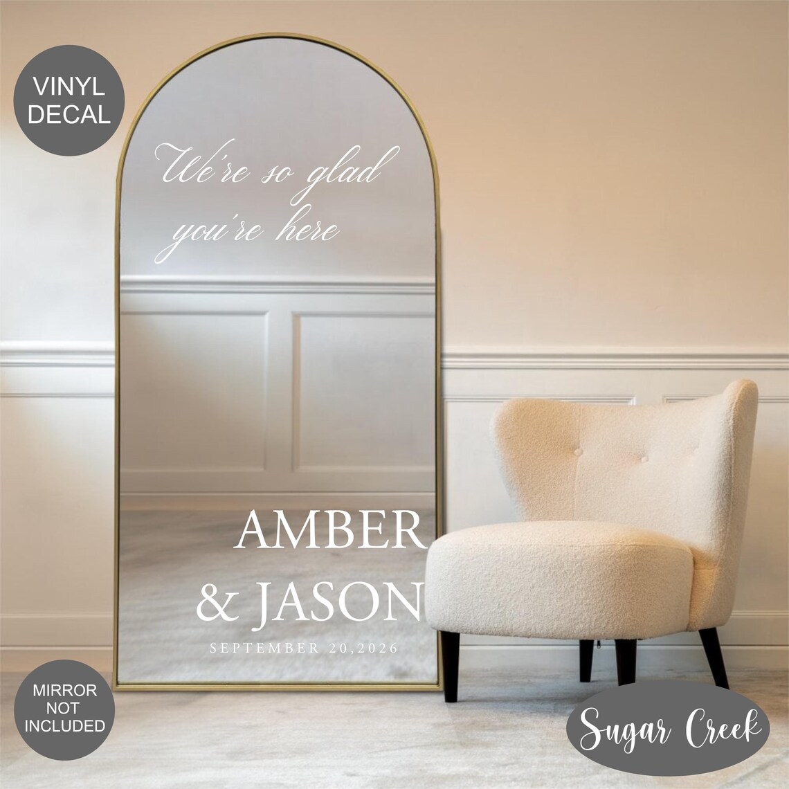 We're so Glad You're Here Vinyl Decal-wedding DIY Sign-personalized ...