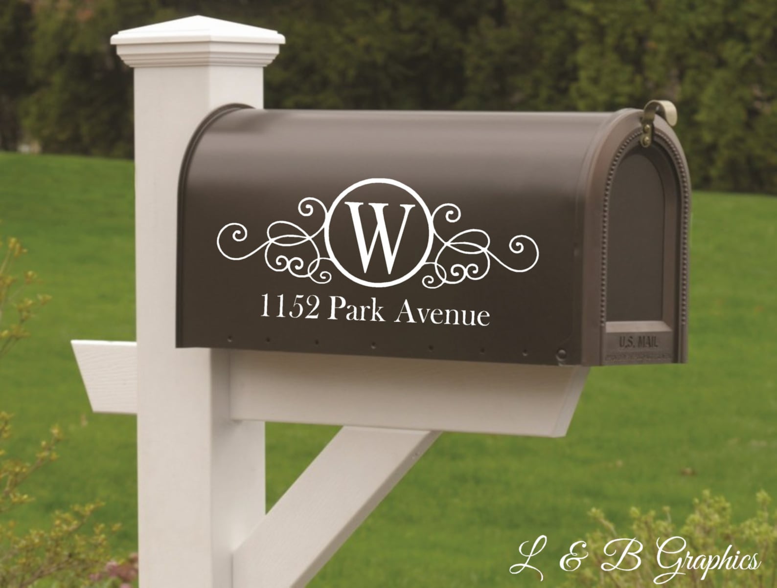 Mailbox Vinyl Decal-custom Circle Monogram and Address-set of - Etsy