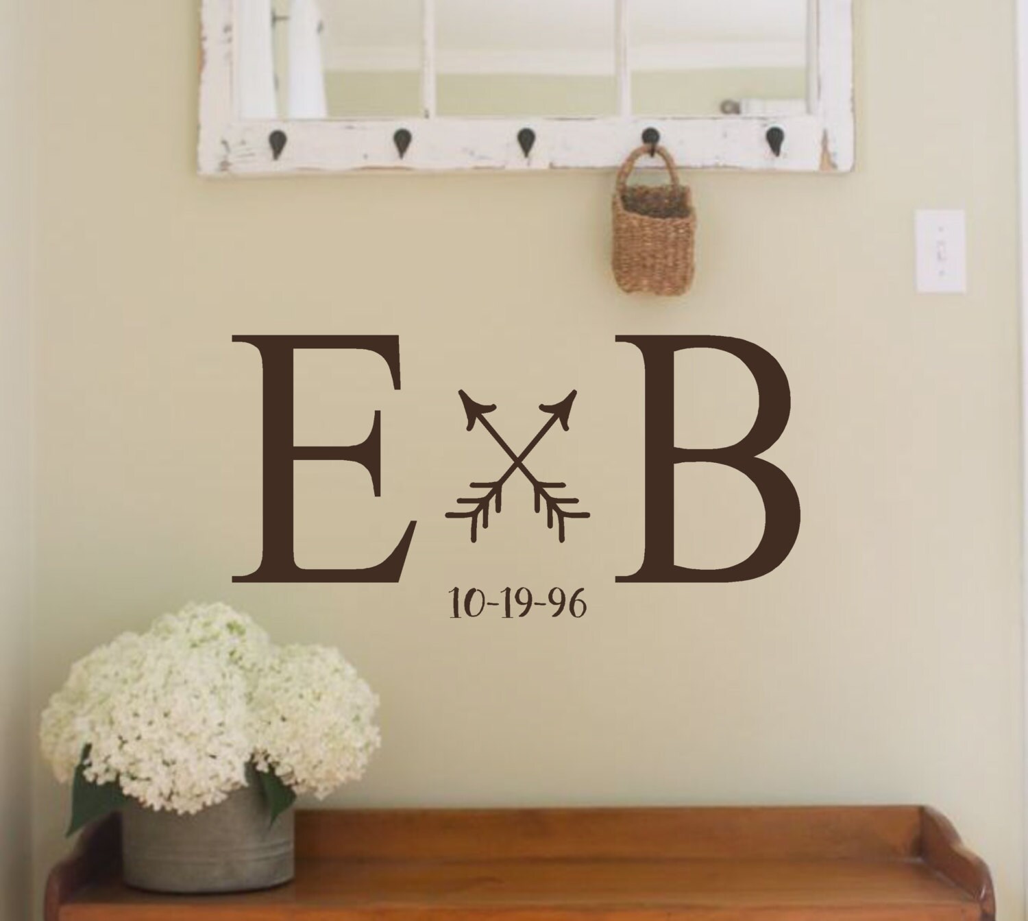 Personalized Initials Est Date and Arrows Vinyl Wall Decal | Etsy