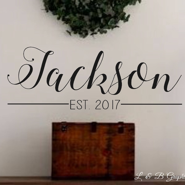 Last Name Decal - Etsy