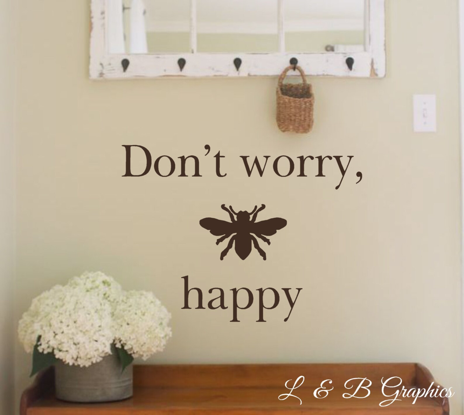 Vinyl Wall Decal Don't Worry Be Happy Honey Bee-vinyl - Etsy