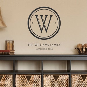 Circle Monogram Customized With Family Name-vinyl Wall Decal Entryway ...