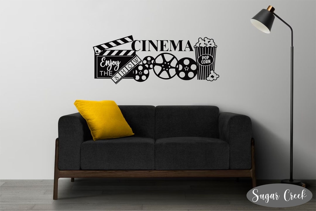 Home Cinema-vinyl Wall Decal- Theater Popcorn Wall Decals- Film Leisure ...