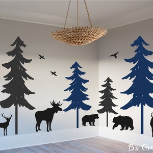 Woodland- Vinyl Wall Decal- Woodland Nursery Decal, Pine Tree Decal ...