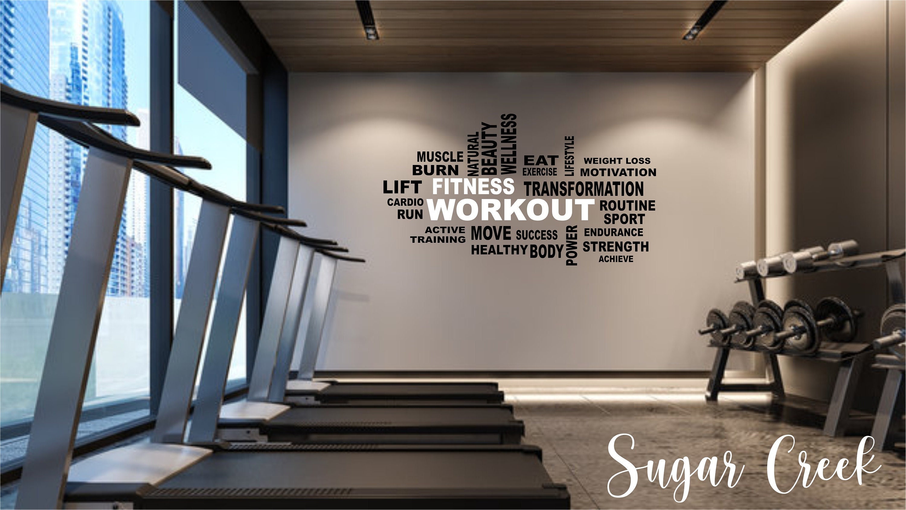 Fitness Workout Vinyl Wall Decal Workout Collage Gym Wall Etsy