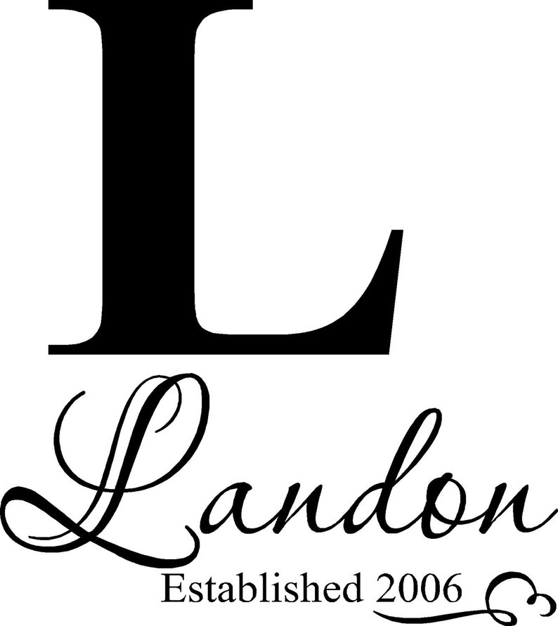 Monogram Family Name Est. Date Vinyl Wall Art Lettering - Etsy